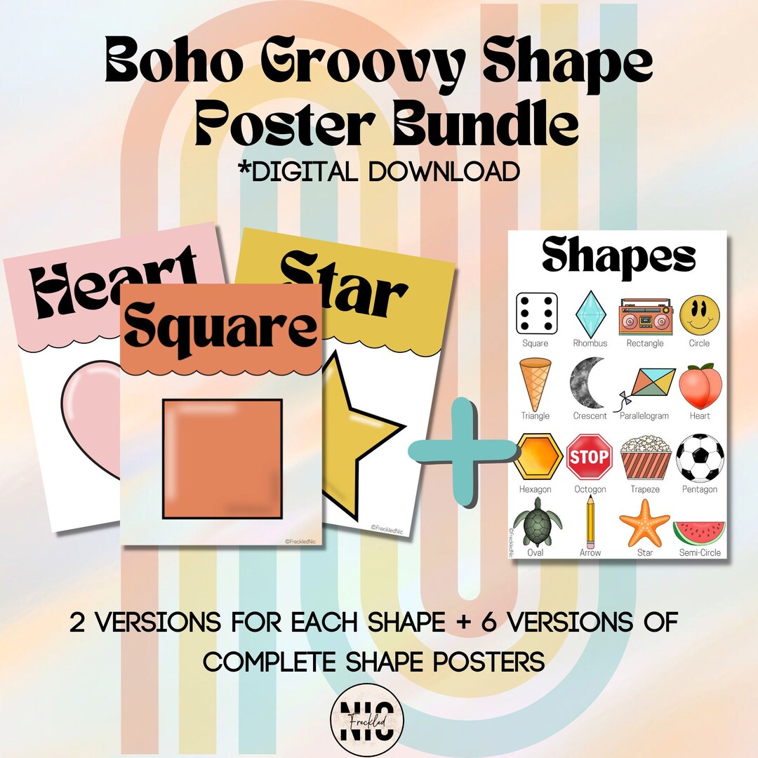 Boho Groovy Shapes Poster Bundle - Etsy