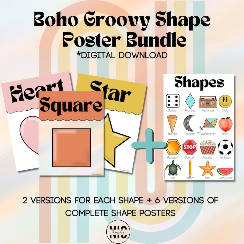 Boho Groovy Shapes Poster Bundle - Etsy