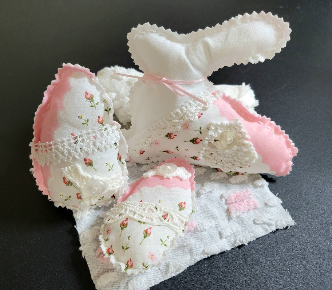 Vintage Handkerchief Bunny, Bowl Fillers, Vintage Lace, Buttons, Easter ...