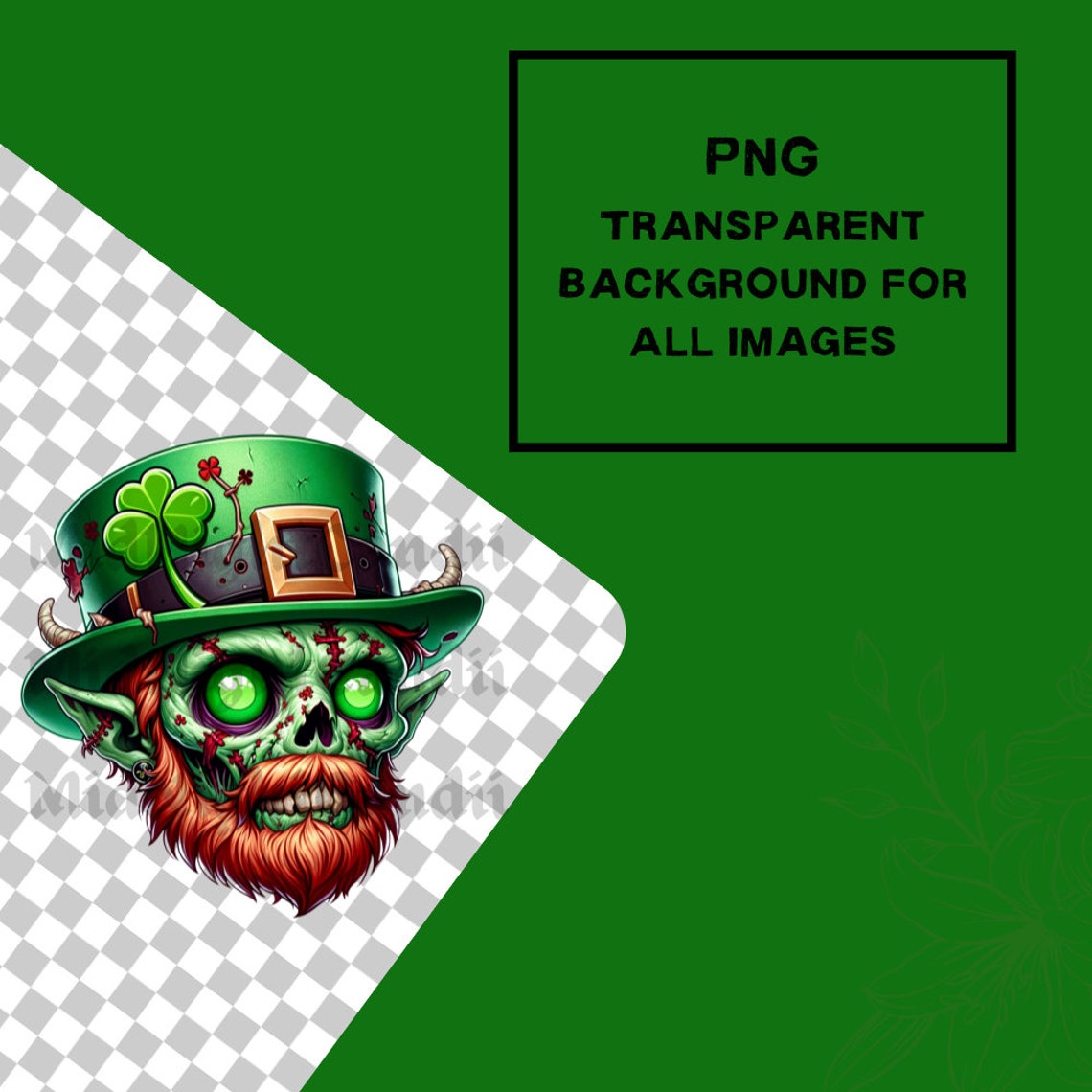Zombie Leprechaun St. Patrick's Day SVG/PNG | Lucky Undead Clipart for ...