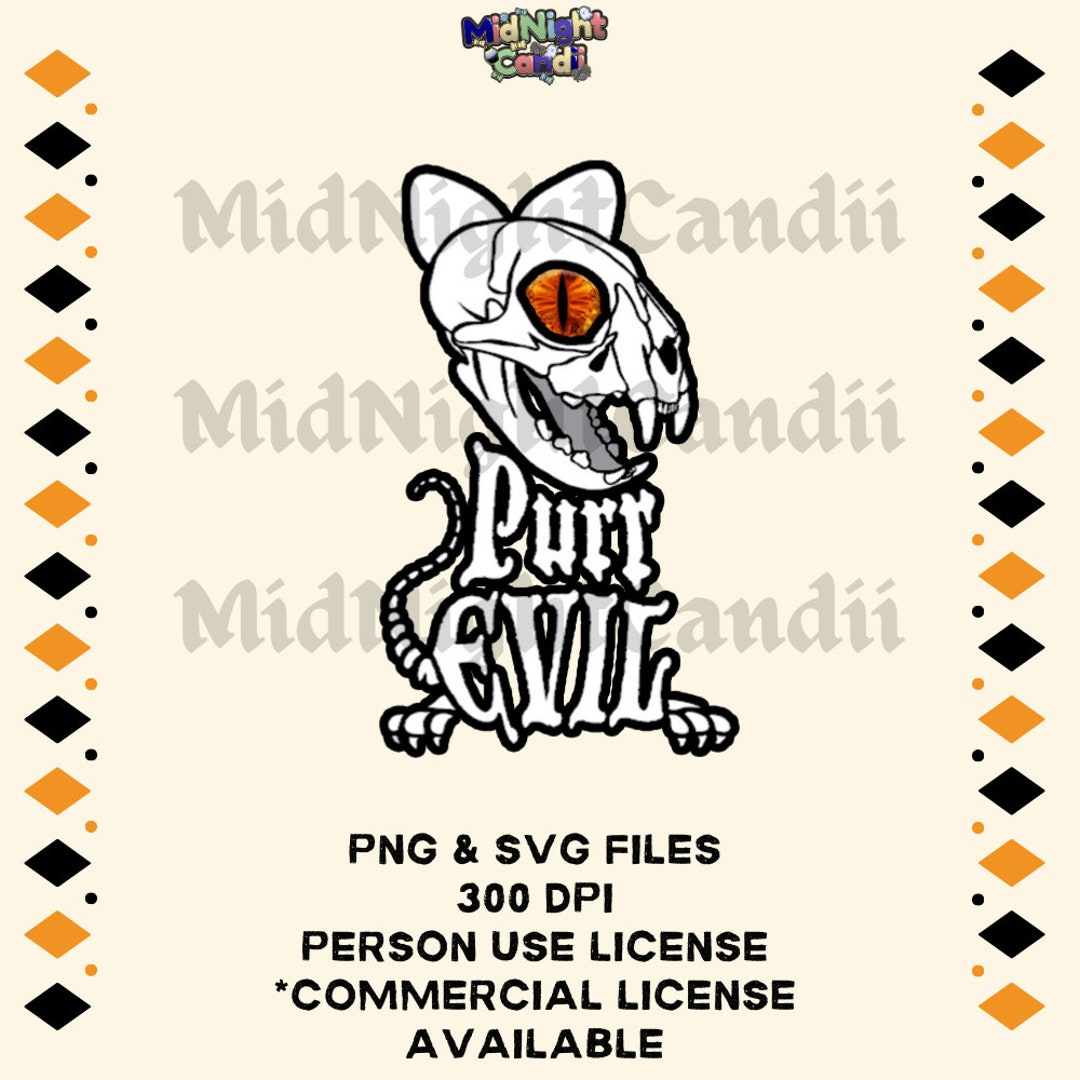 Evil Cat SVG/PNG / Skull Designs / Spooky Graphics / Cat Illustration ...