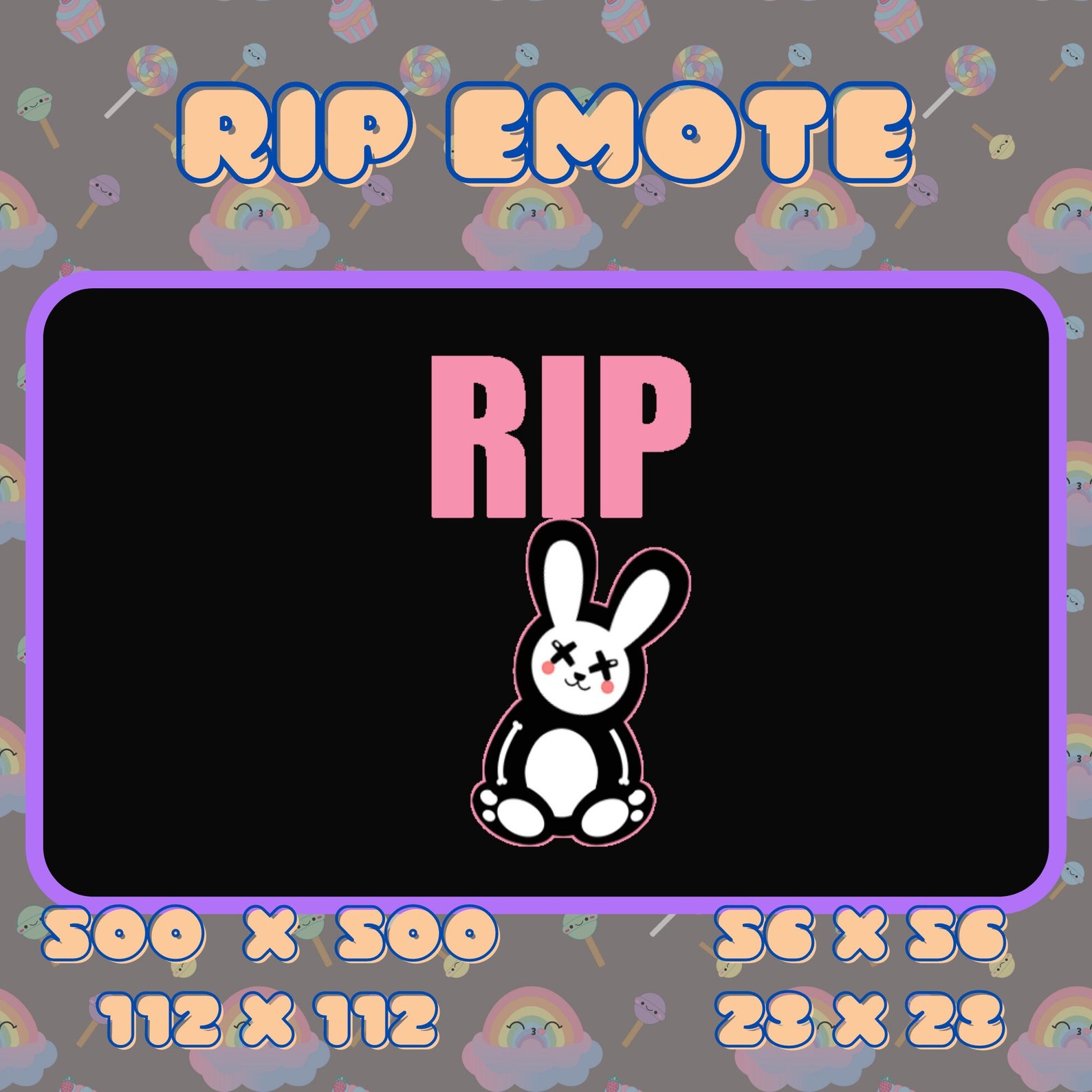 Animated RIP Bunny Emote, Twitch, Discord, Bit Emote, Sub Emote, Emotes ...