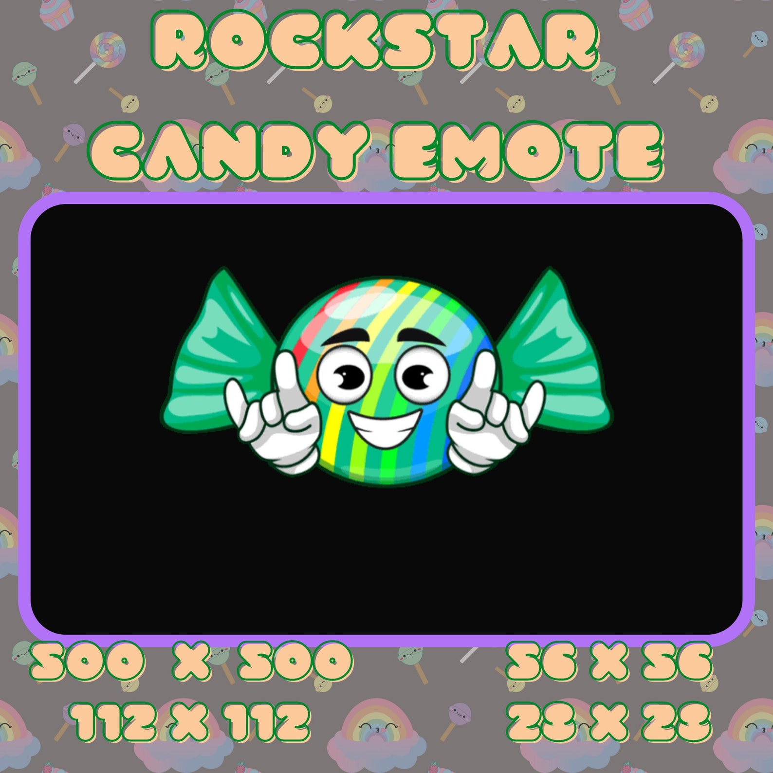 Animated Rockstar Candy Emote, Twitch, Discord, Bit Emote, Sub Emote ...