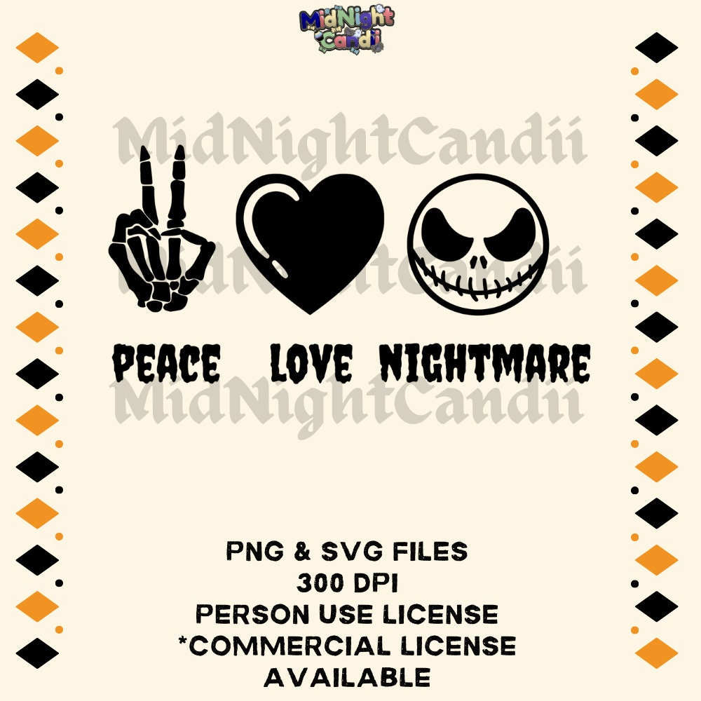 Peace, Love, Nightmare SVG/PNG / Designs / Graphics / Illustration ...