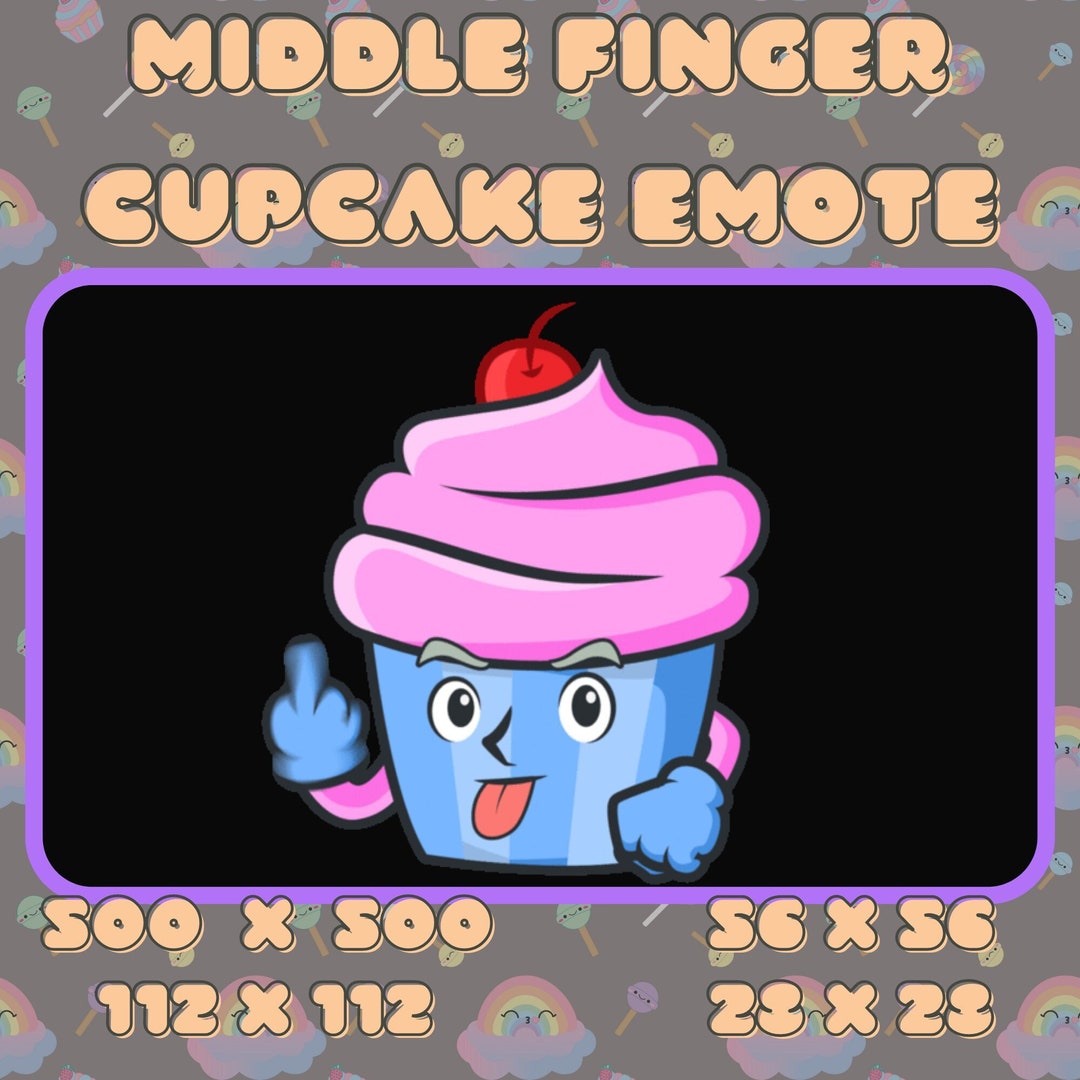 Middle Finger Cupcake Emote / Sub Emote / Twitch / Flipping the Bird ...