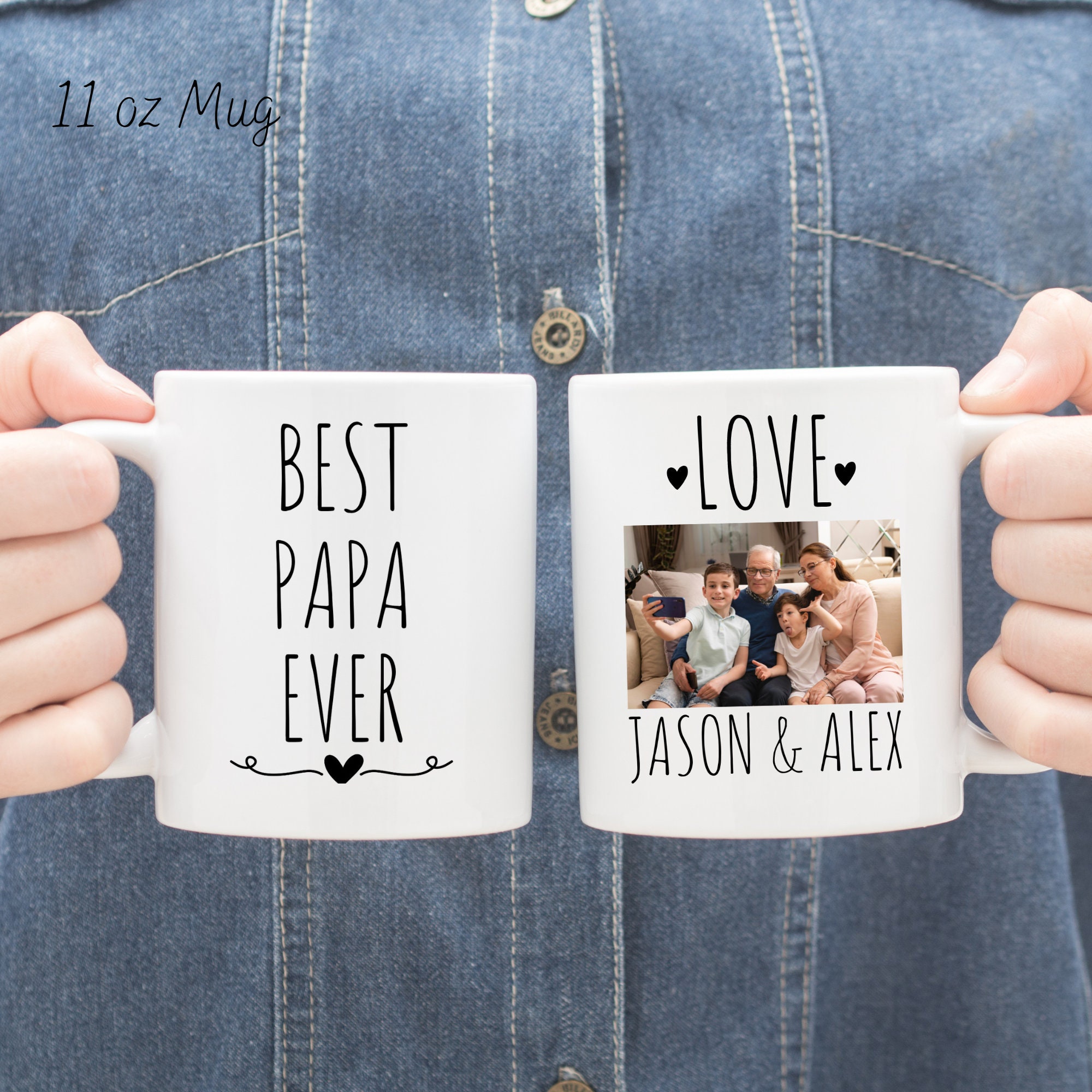 Best Papa Ever Mug, Personalized Mug With Picture, Papa Gift, Photo Mug ...