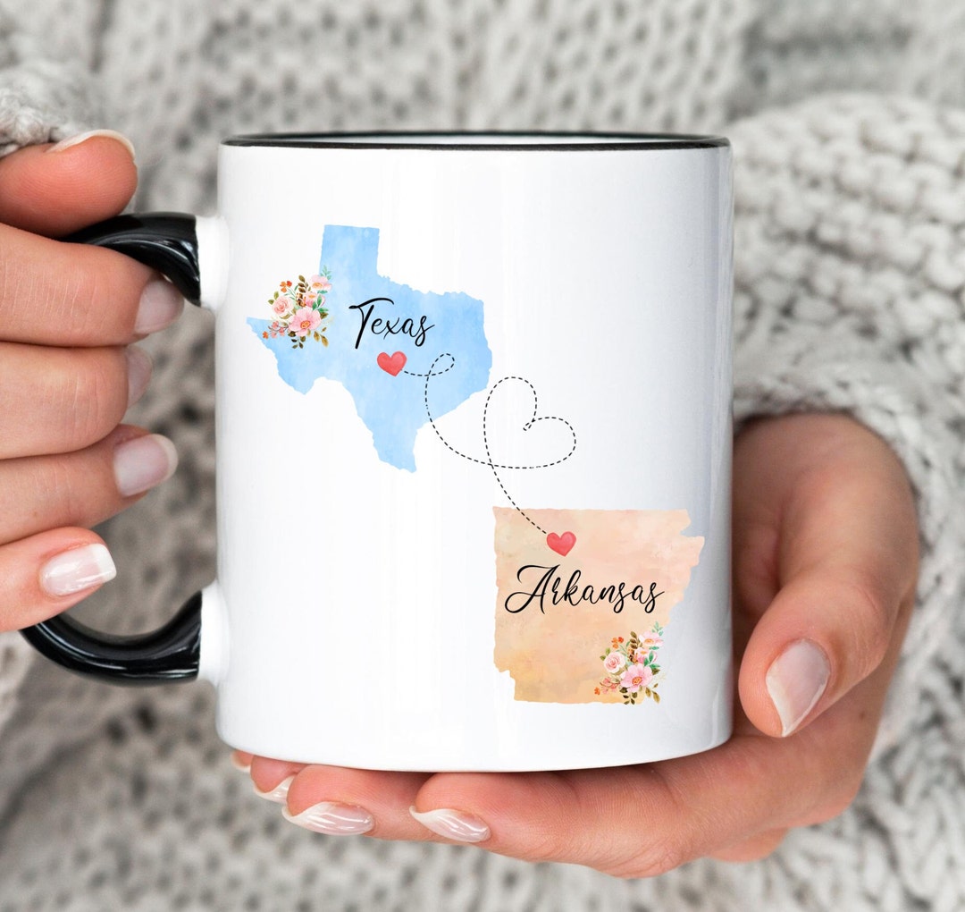 Texas Arkansas Mug, Arkansas Texas Mug, State to State, Two State Mugs ...
