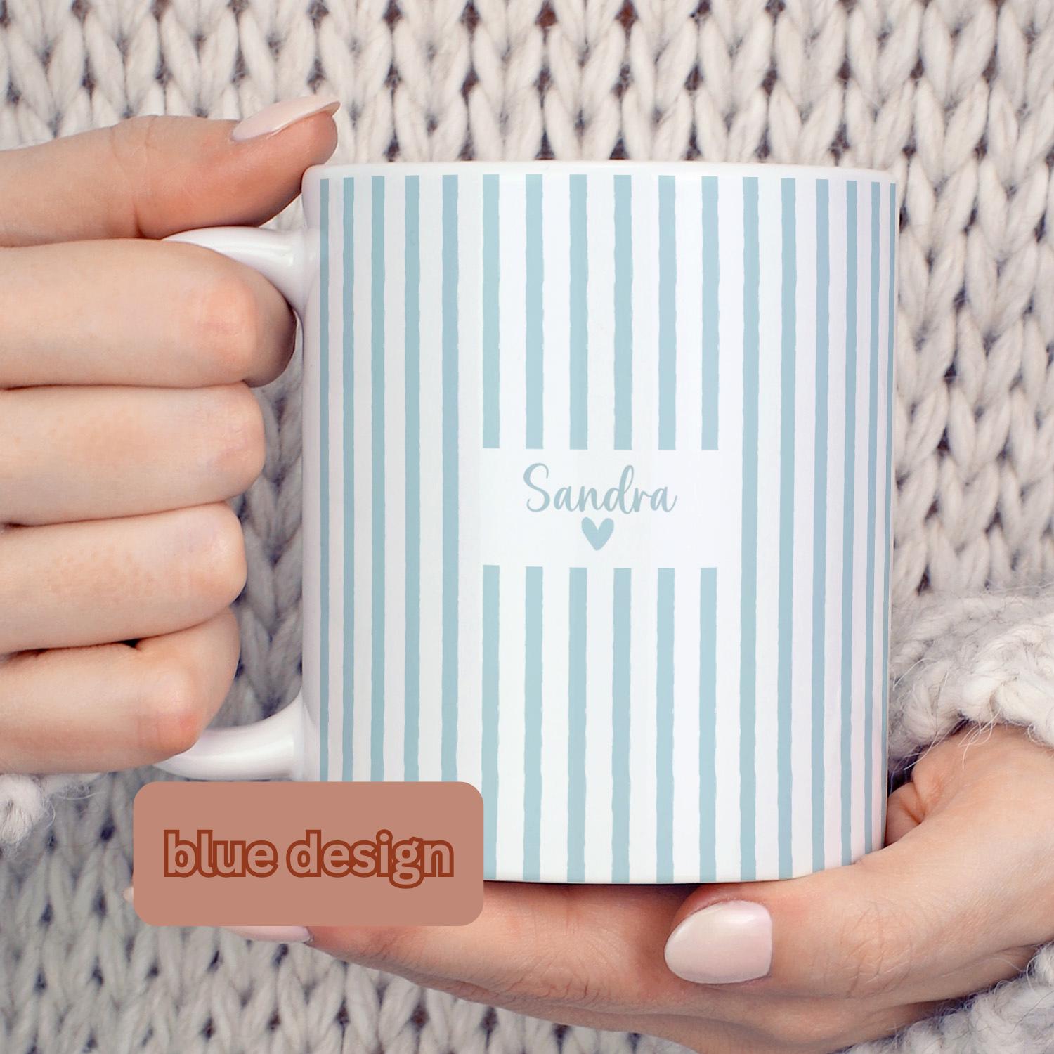 Custom Name Striped Mug, Personalized Gift, Stylish Cup - Etsy