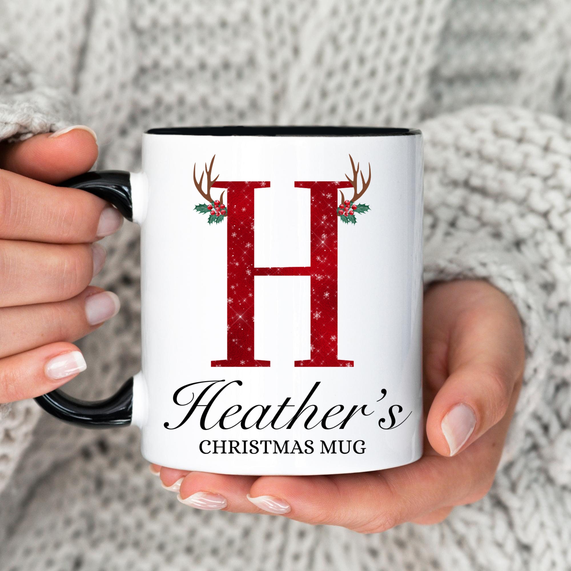 Custom Initial Christmas Mug , Monogram Christmas Mug, Personalized ...