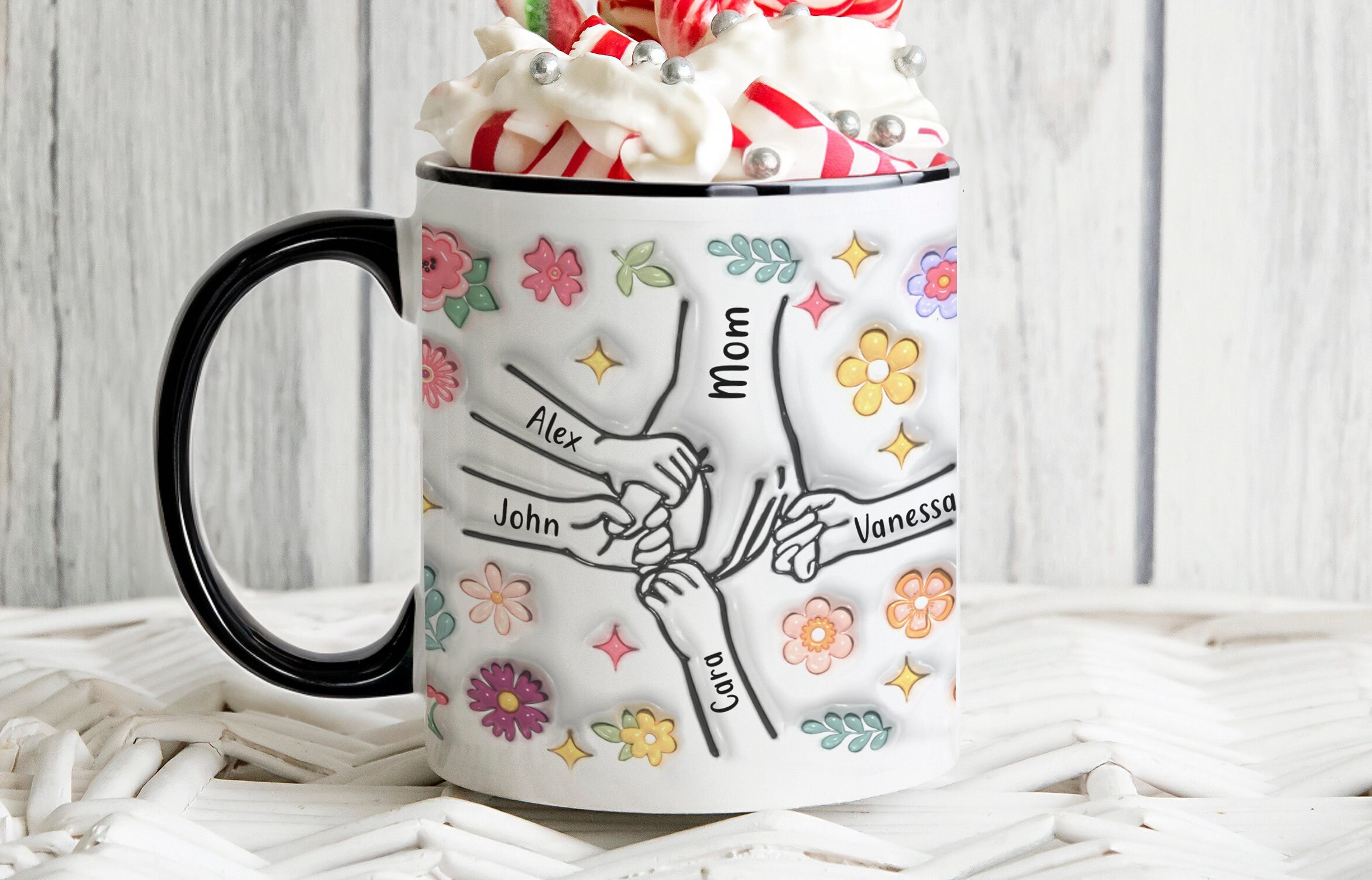 Custom Mom Mug, Personalized Holding Mom Hands With Kids' Names - Etsy