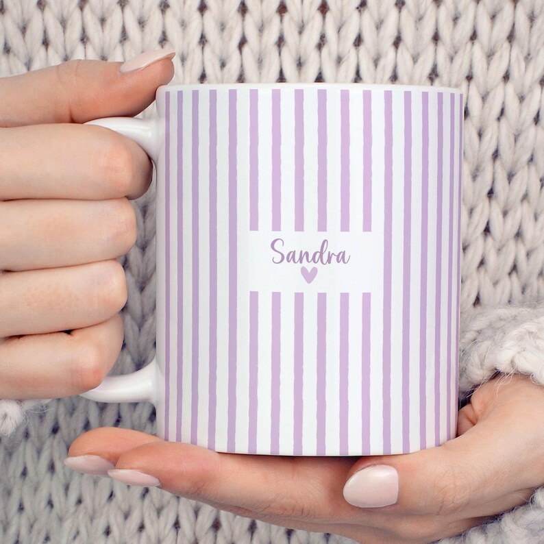Custom Name Striped Mug, Personalized Gift, Stylish Cup - Etsy