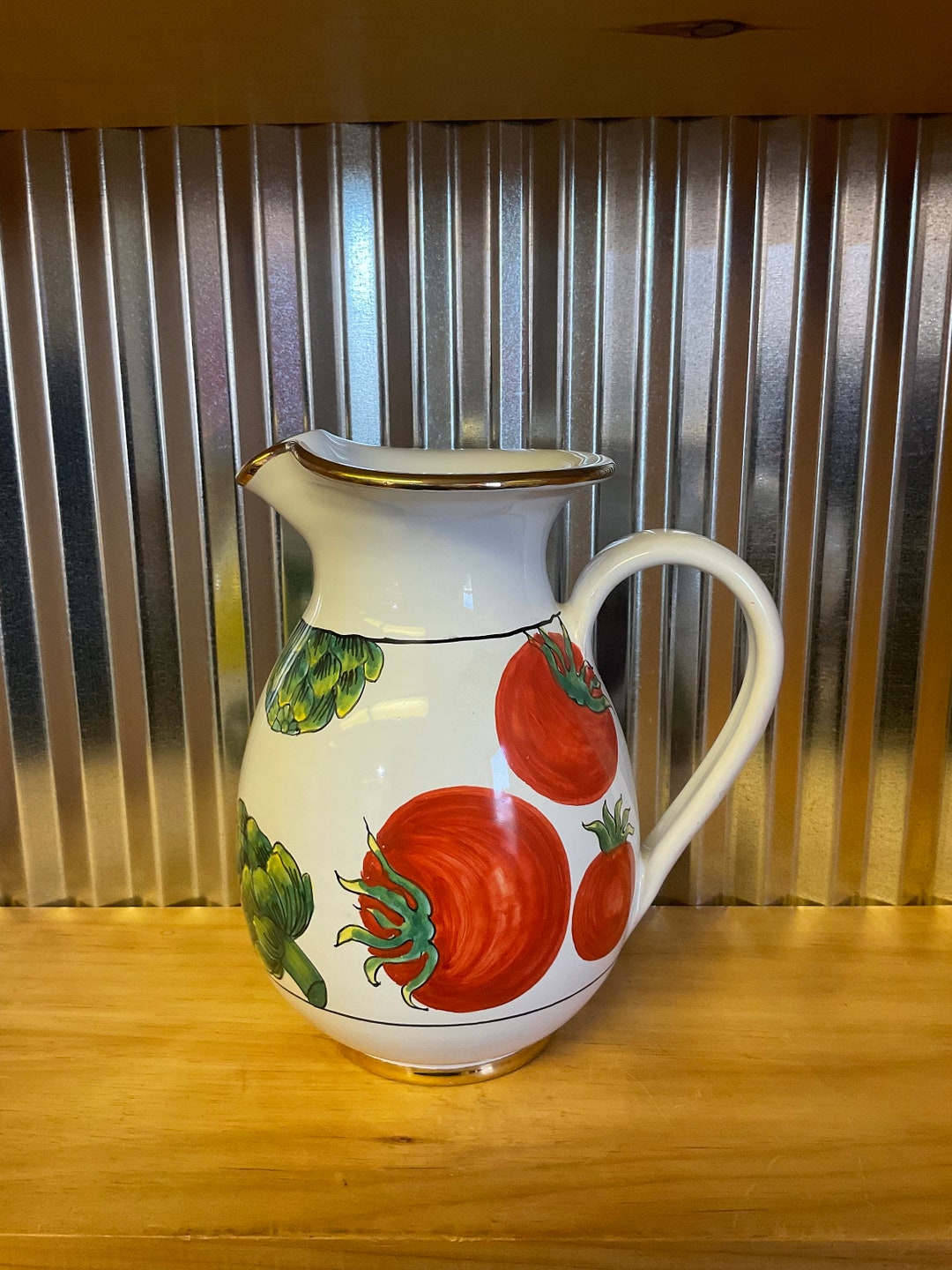Signed Deruta Italy Vegetable Pitcher by Ortimo Nahid S-145 - Etsy