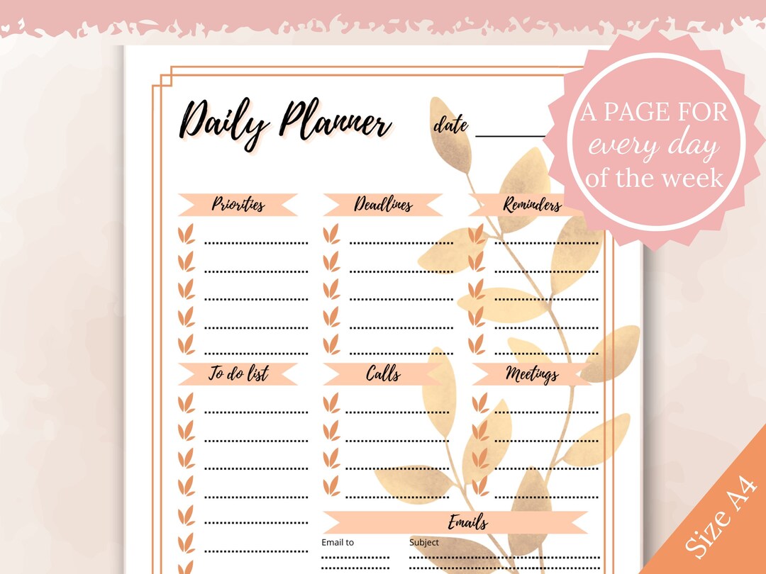 DAILY PLANNER PRINTABLE Orange to Do List Printable Productivity Day ...