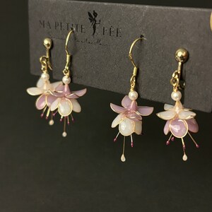 Fuchsia Flower Earrings Floral Ceramic Finish Personalized Gift for Her ...