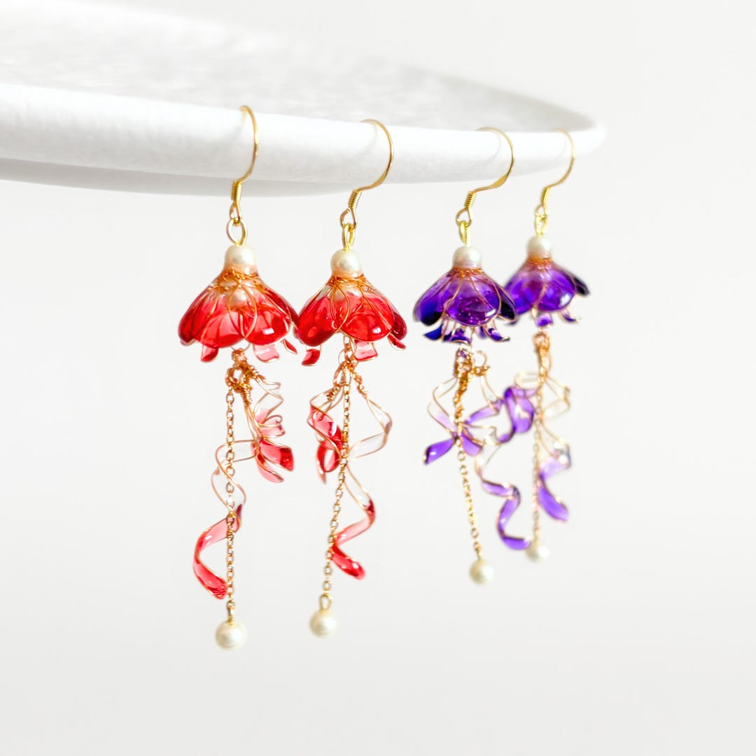 Jellyfish Earrings: Fairy Core Beach Core Sea Creature Ocean Jewelry ...