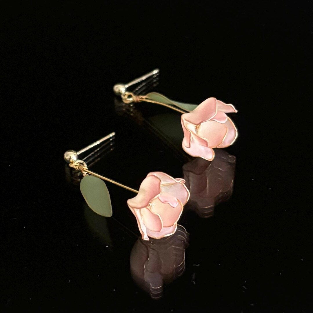 Tulip Drop Earrings Pink Resin Floral Jewelry Tulips Jewelry ...