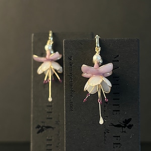 Fuchsia Flower Earrings Floral Ceramic Finish Personalized Gift for Her ...