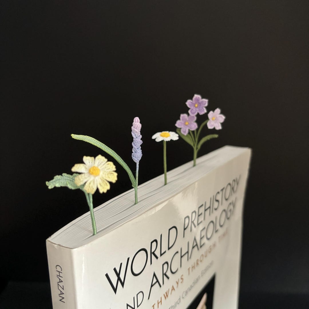 Micro Crochet Flower Bookmark Lavender Daisy Cosmos Balloon Handmade ...