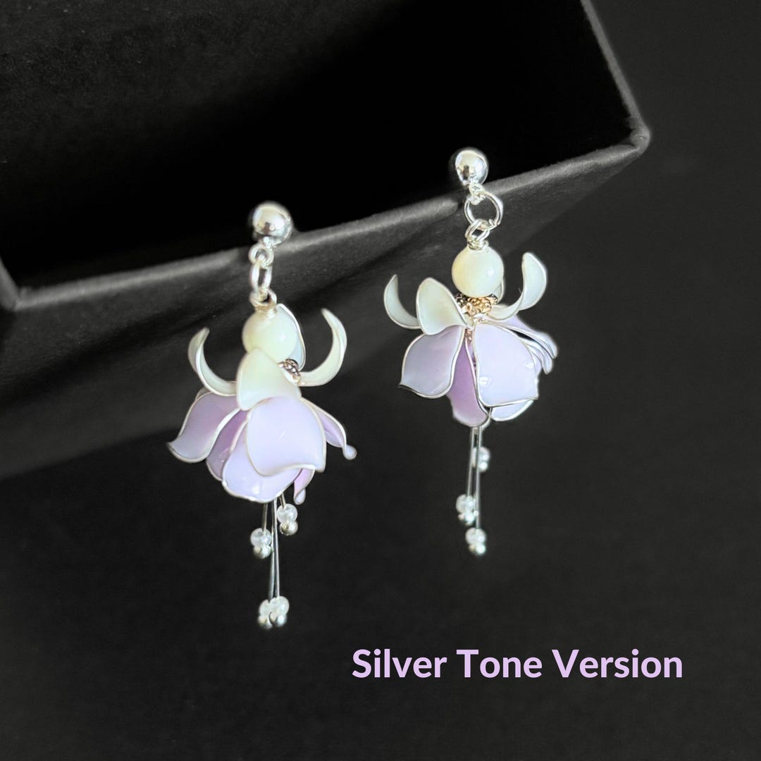 Fuchsia Flower Earrings: Handmade Resin Fairycore Floral Jewelry - Etsy