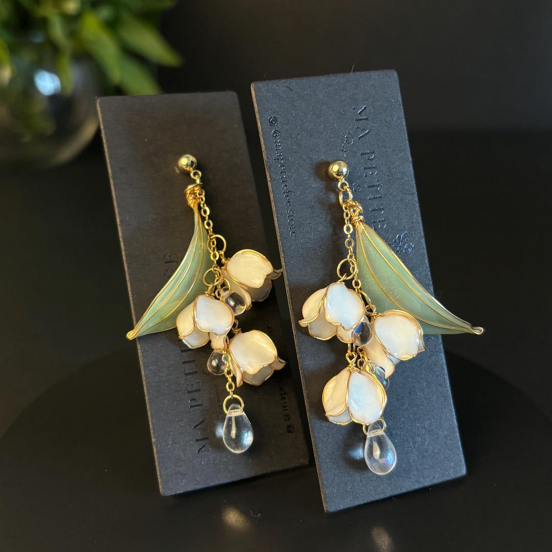 Lily of the Valley Drop Earrings: Handmade Resin Flower Jewelry Fairy ...
