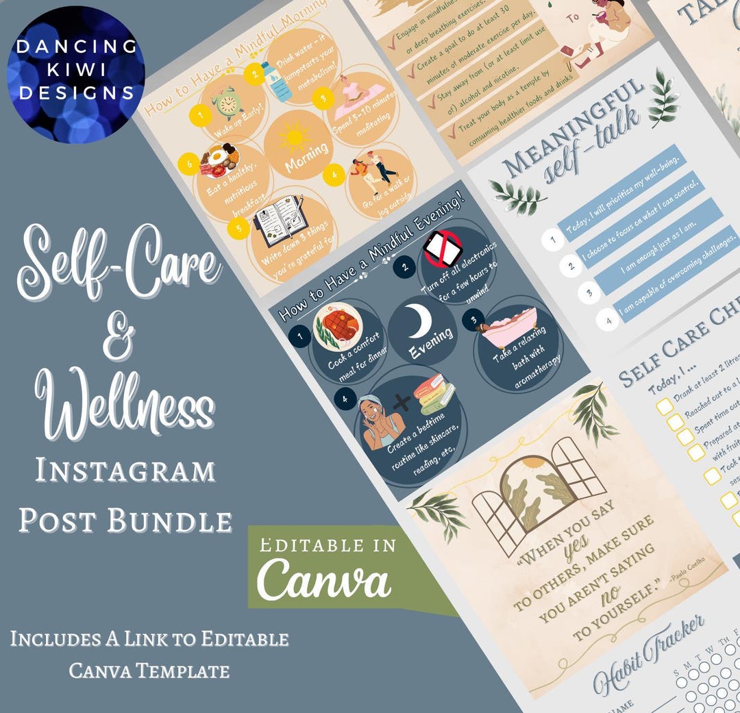 10 Self-care & Wellness Instagram Post CANVA Templates - Self-care ...