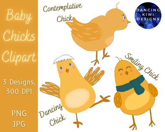 Baby Chicks Clipart Set Solid Color Little Chicks | Etsy