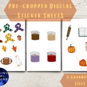 Fall Clipart & Pre-cropped Digital Sticker Sheets for Goodnotes, Hand ...