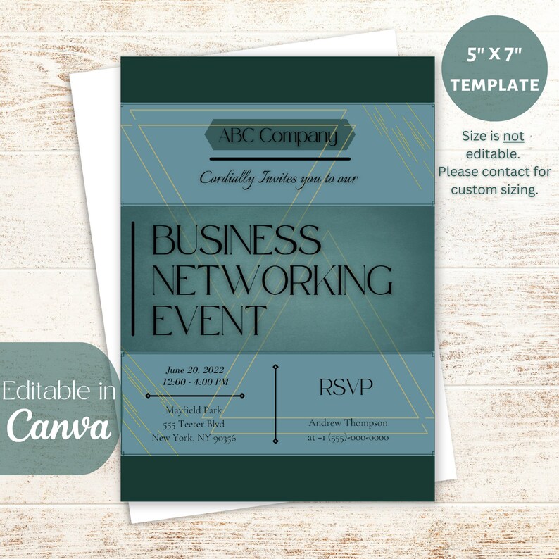 Professional Invitation Template / Blue, Gold & Green / Networking ...