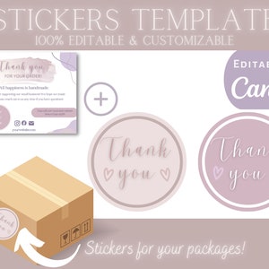 Editable Business Thank You Card and Sticker Template, ADD LOGO, Modern ...