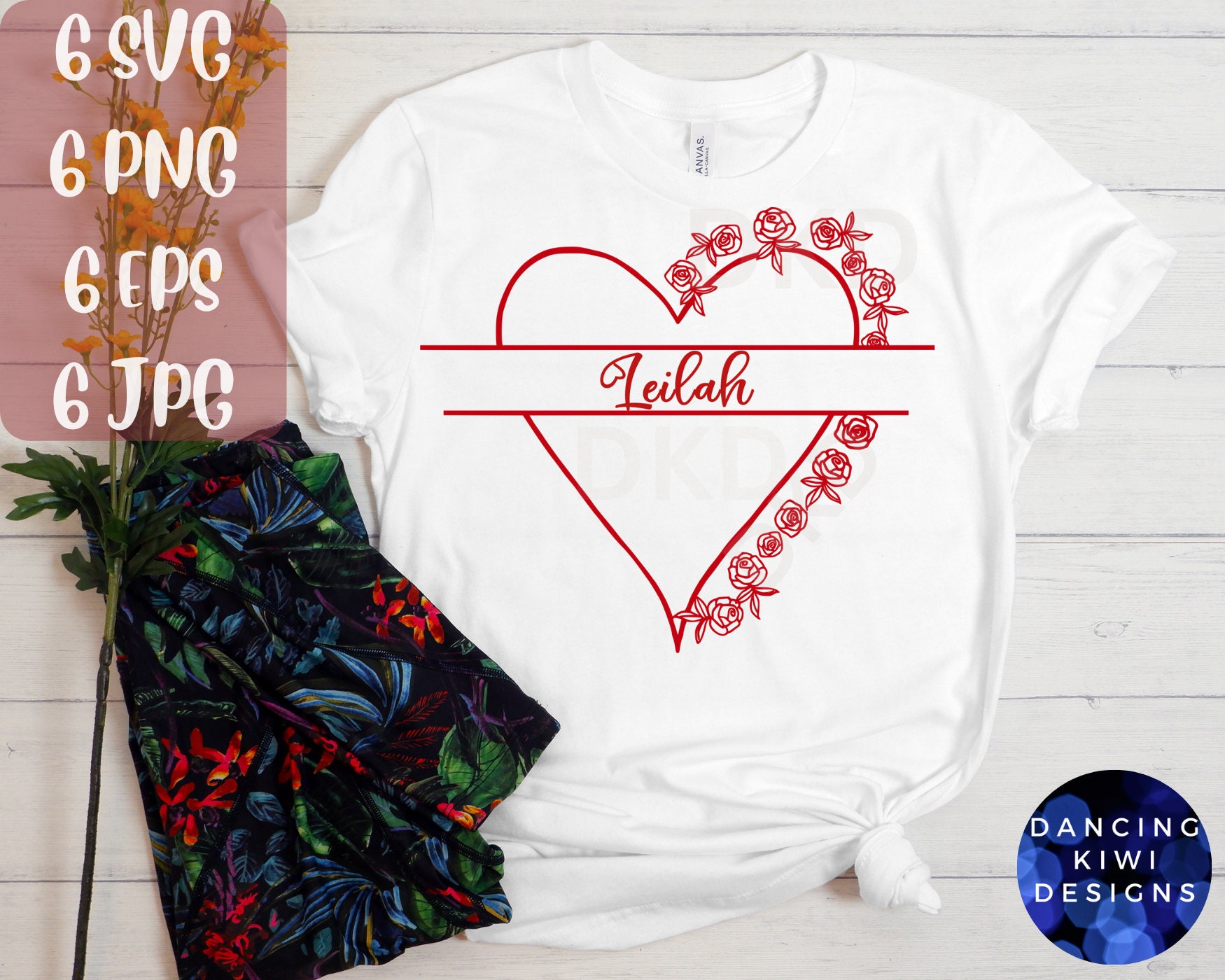 Valentine's Heart SVG, Monogram Heart, Gift Idea for Her, 3 Designs ...