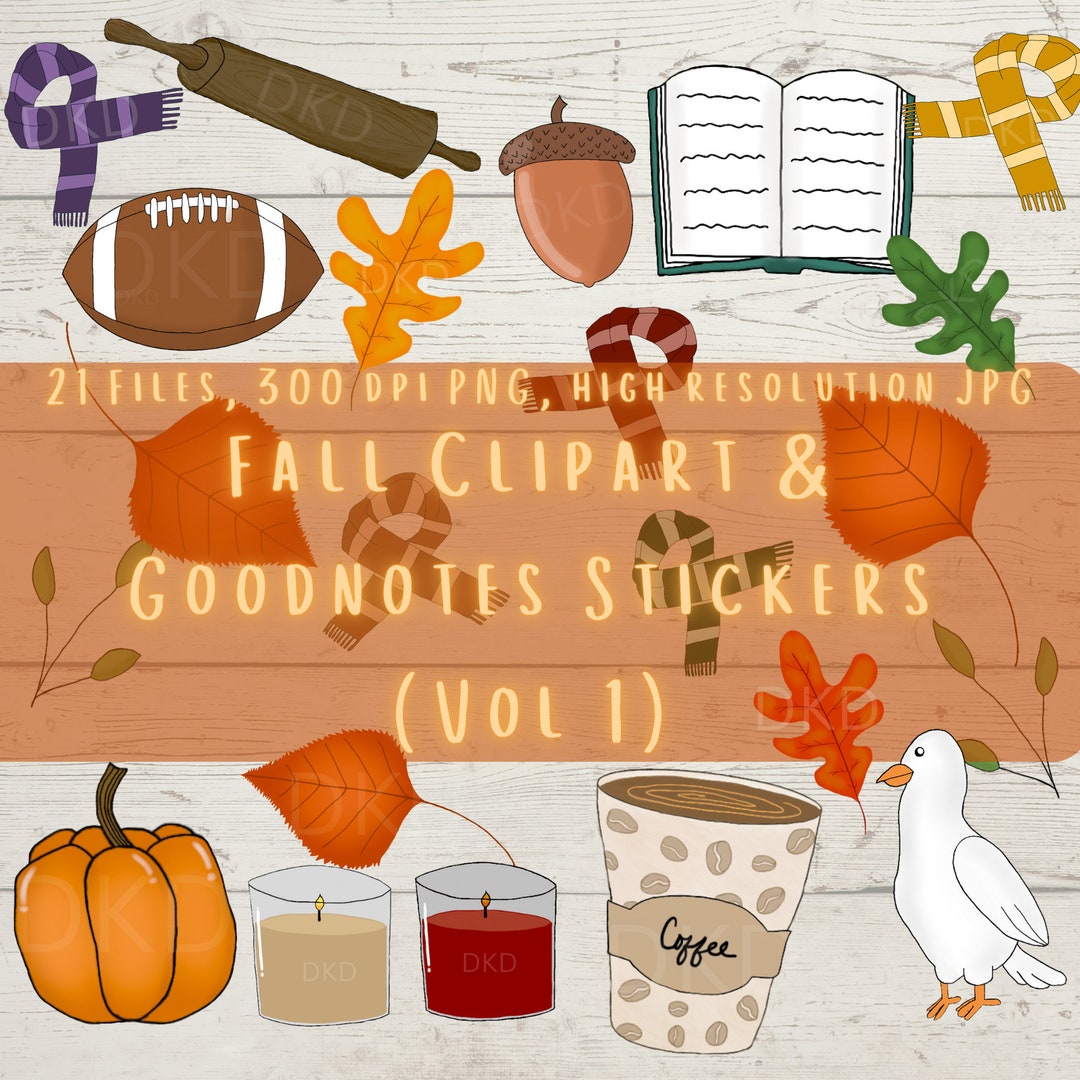 Fall Clipart & Pre-cropped Digital Sticker Sheets for Goodnotes, Hand ...