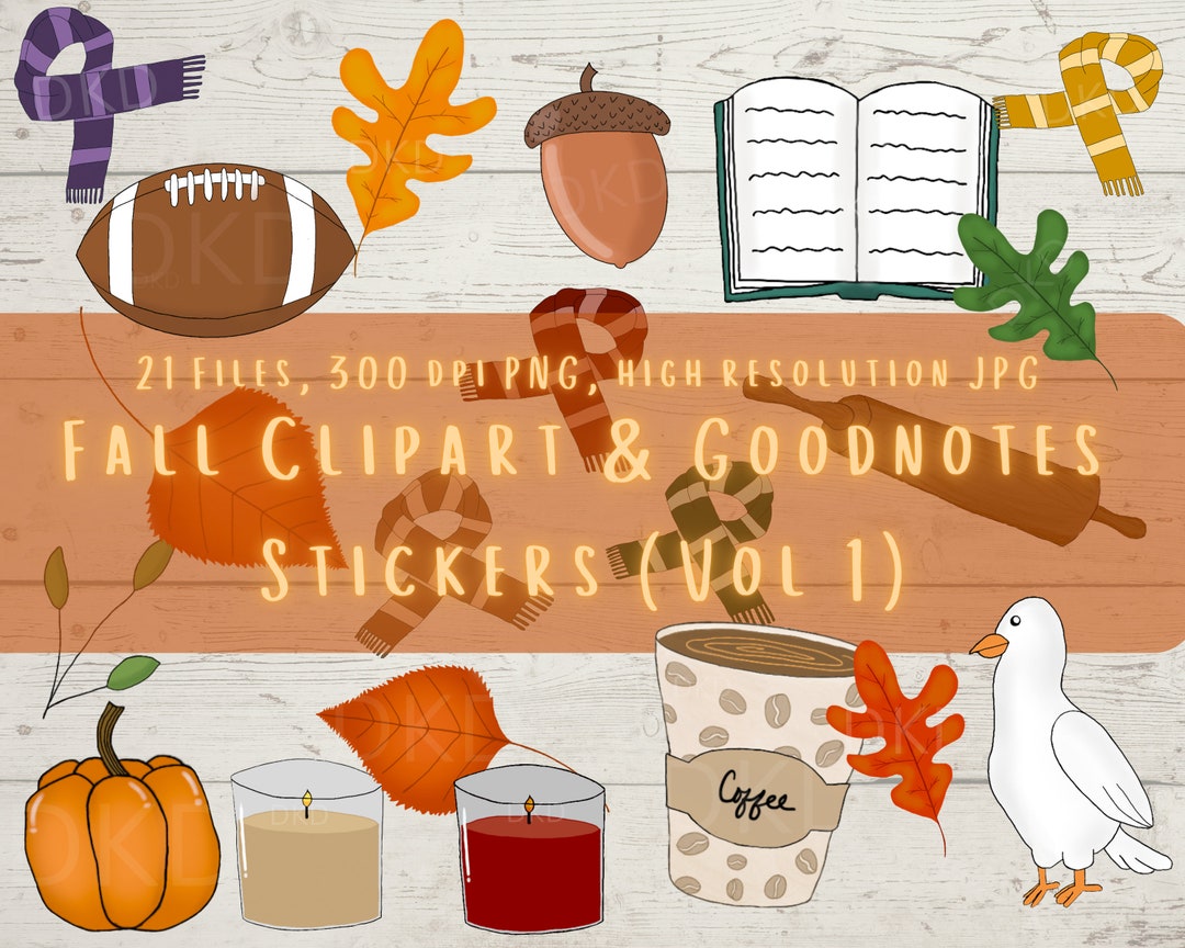 Fall Clipart & Pre-cropped Digital Sticker Sheets for - Etsy