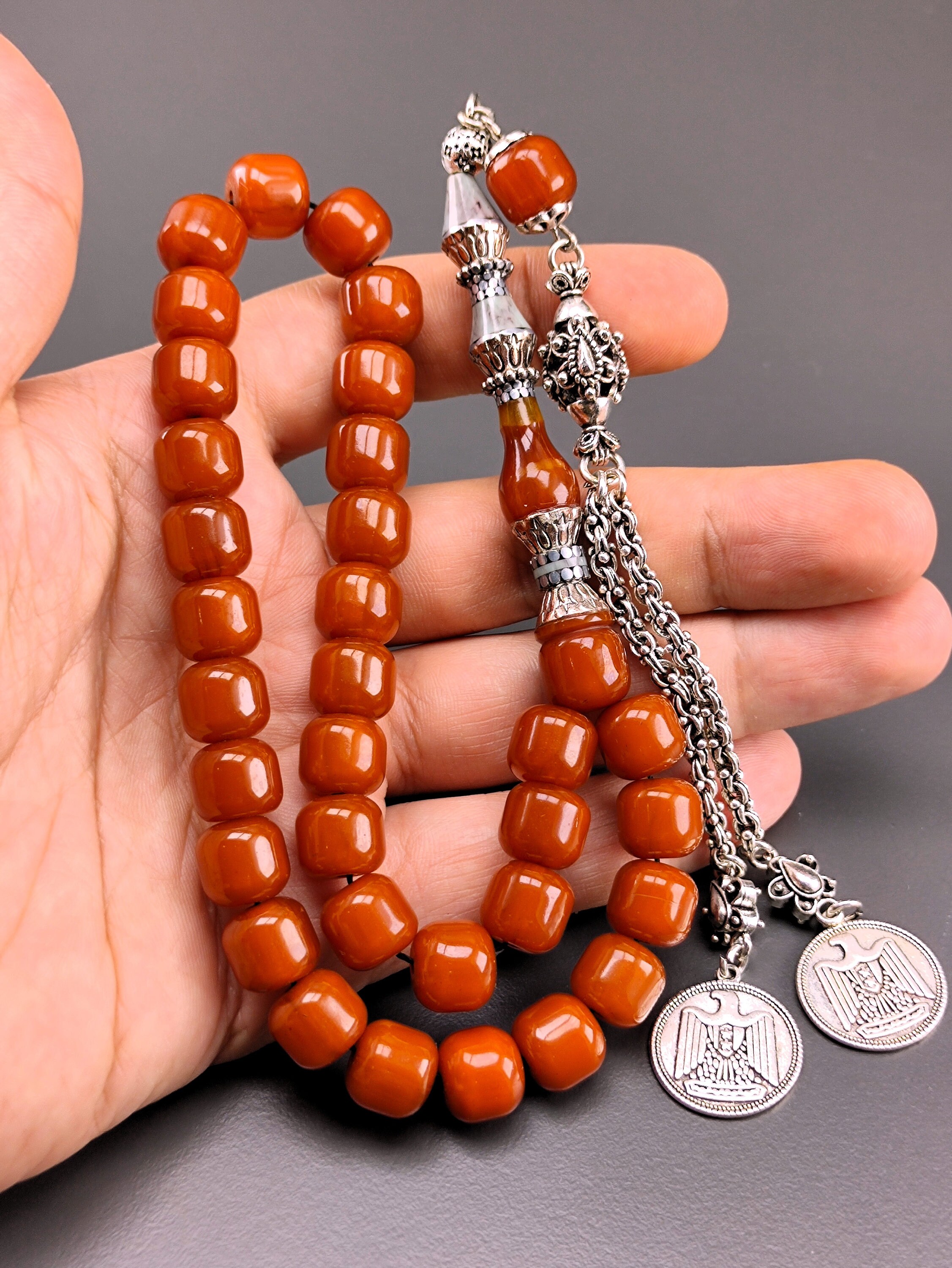 Faturan Amber Rosary, Bakelite Rosary, Muslim Rosary, Misbaha, Islamic ...