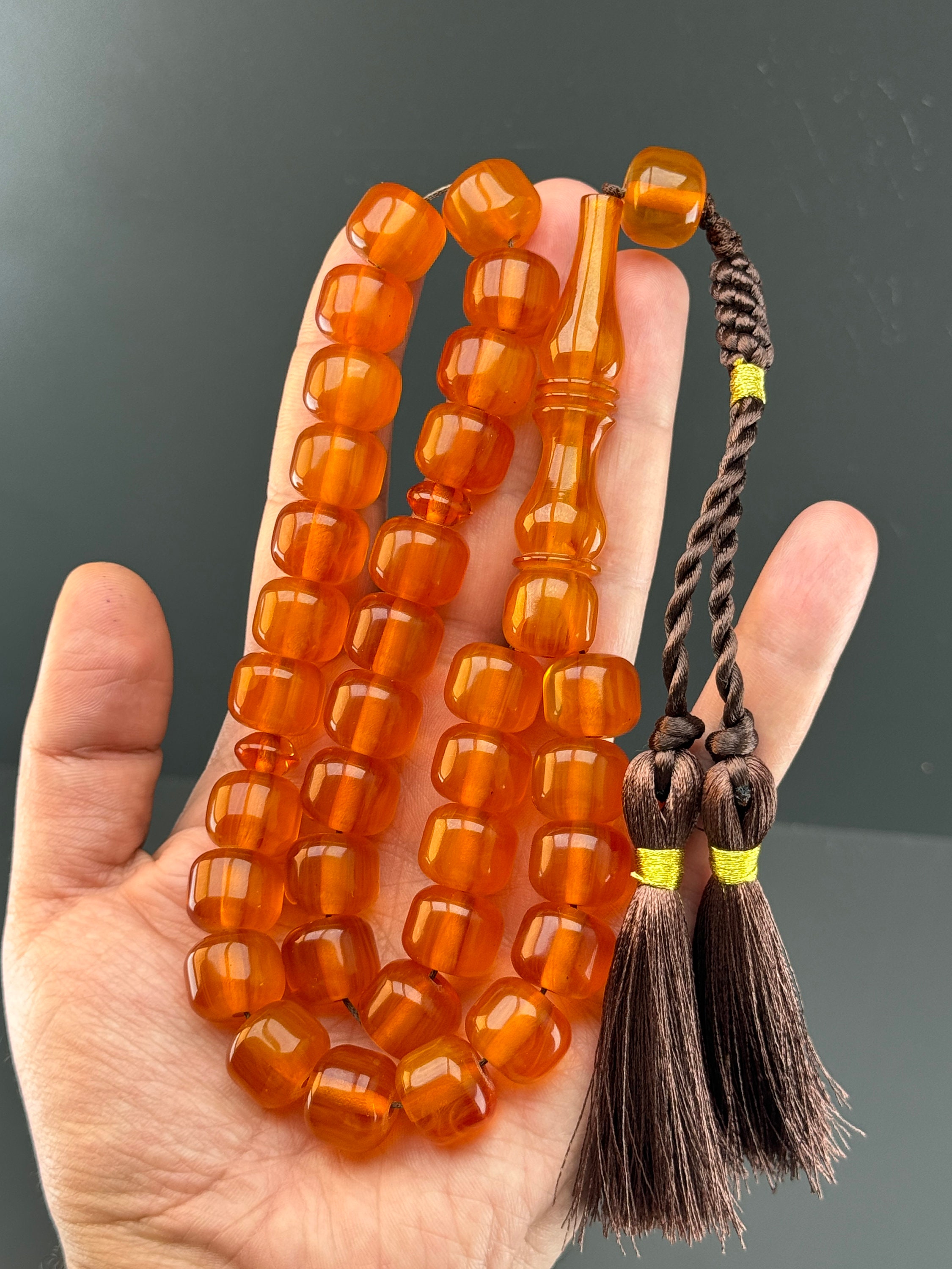 Faturan Amber Rosary, LARGE SİZE Rosary 33 İslamic Rosary, Misbaha ...