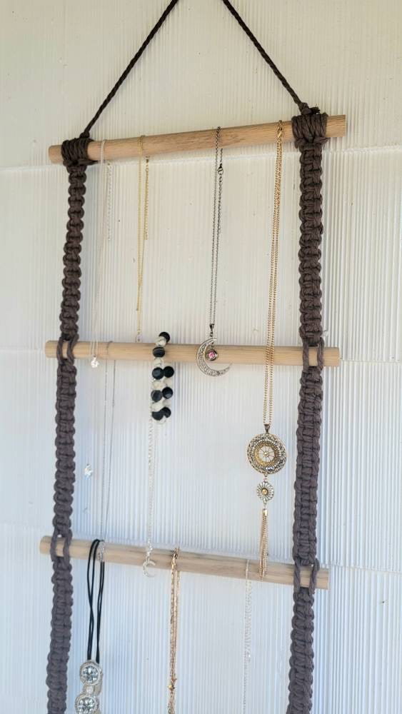 Macrame Ladder Storage for Scrunchies, Jewelry, Headbands, Sunglasses ...