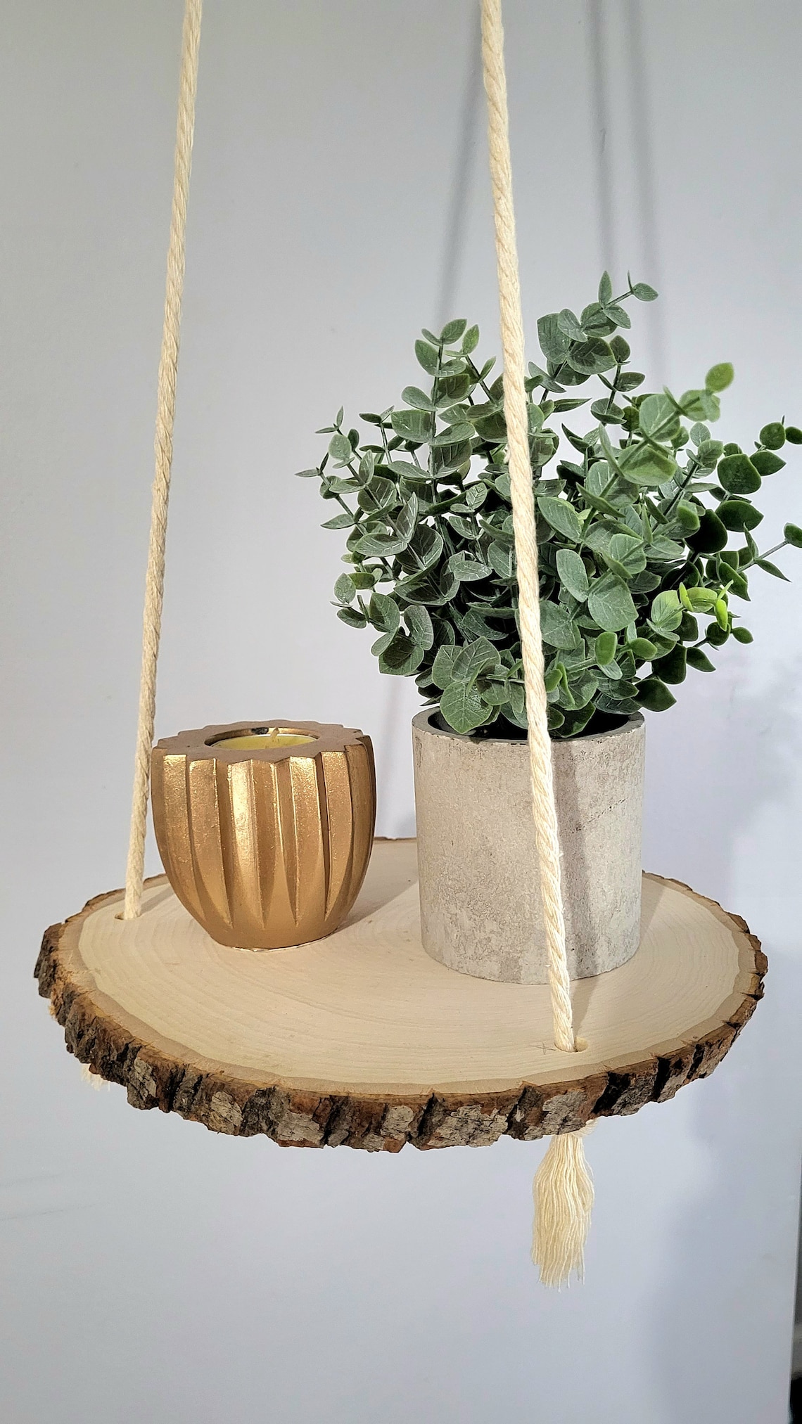 Live Edge Wood Shelf Ceiling Hanging Shelves Boho Home - Etsy