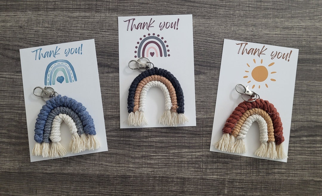 Macrame Rainbow Keychain Party Favors, Birthday, Wedding, Baby Shower ...