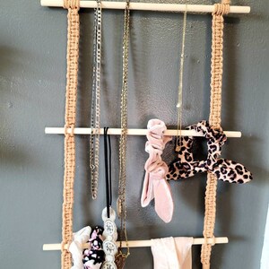 Macrame Ladder Storage Jewelry, Scrunchie, Headbands, Sunglasses, Bow ...