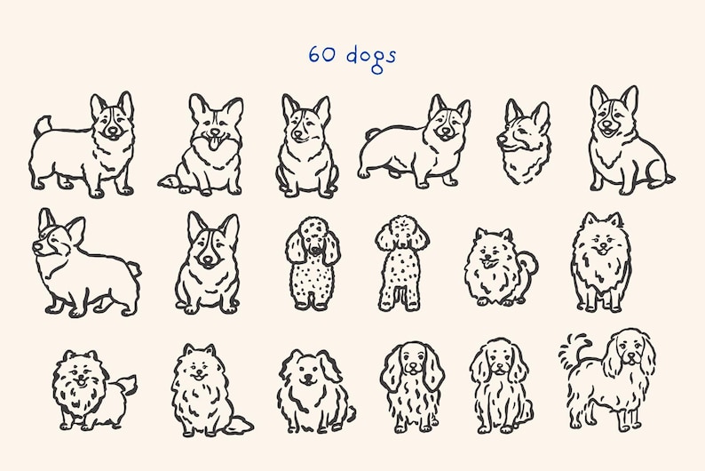 Dogs Procreate Stamp Brushes | 85 Hand-drawn Dog Stamps - Etsy