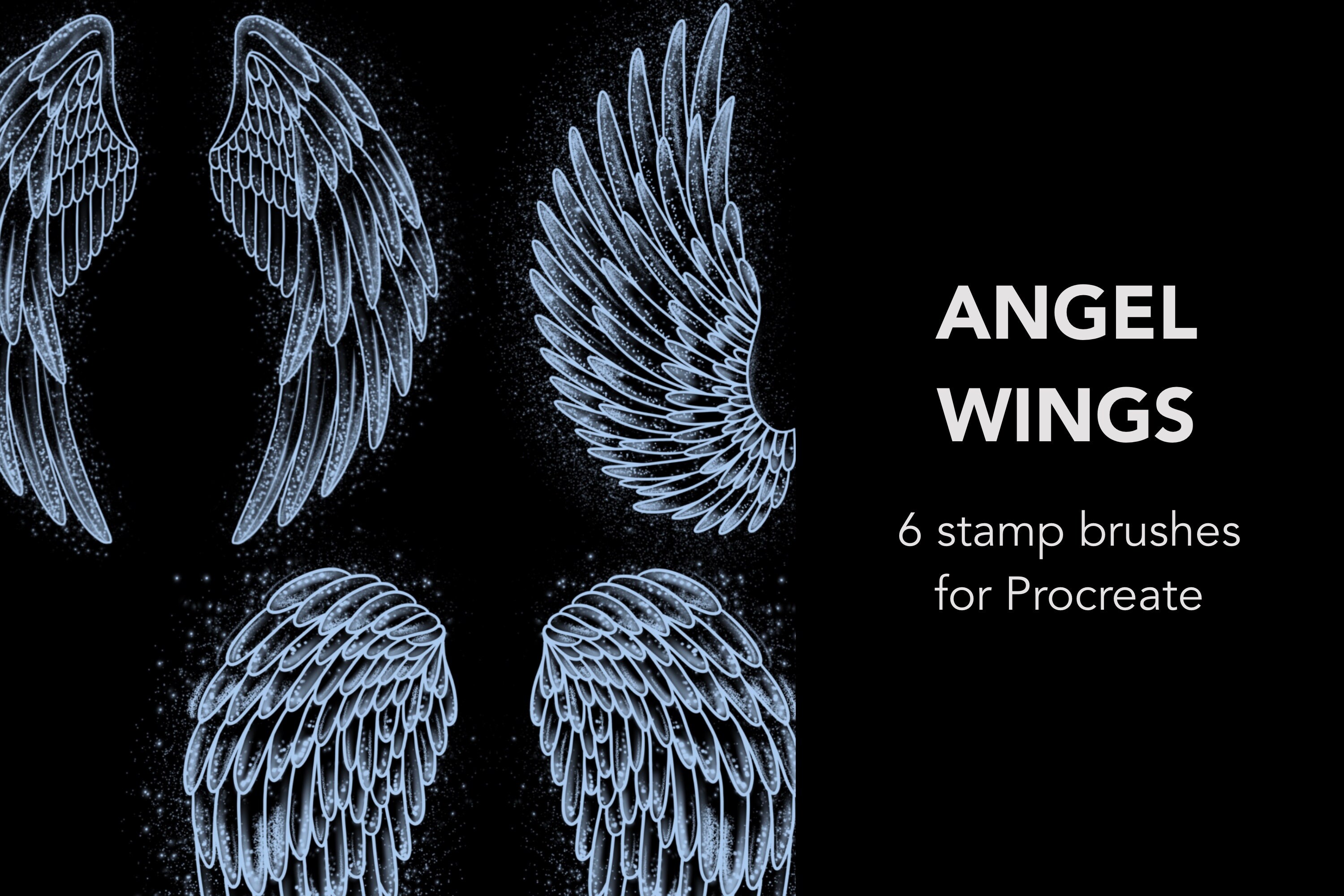 Angel Wings Procreate Stamp Brushes Magical Wings Magic | Etsy