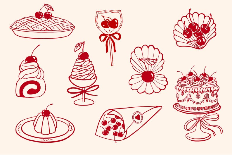 Whimsical Coquette Cherry Vibes Procreate Stamp Brushes | Coquette Bows ...