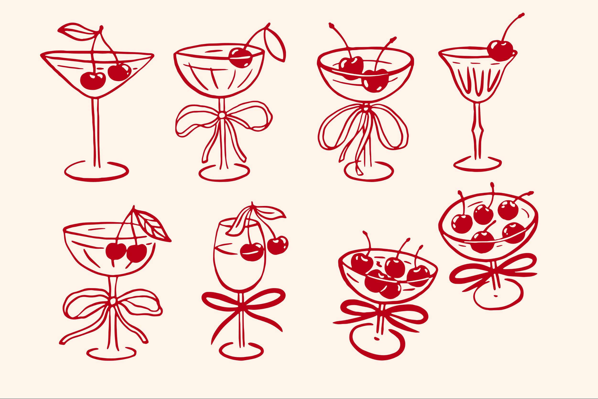 Whimsical Coquette Cherry Vibes Procreate Stamp Brushes | Coquette Bows ...