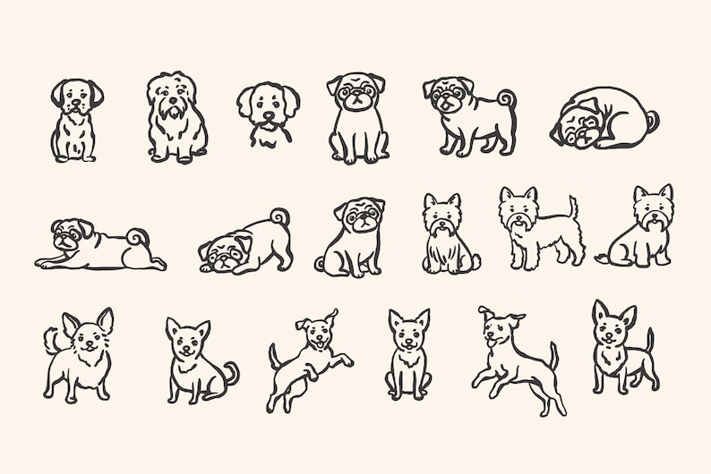 Dogs Procreate Stamp Brushes | 85 Hand-drawn Dog Stamps - Etsy