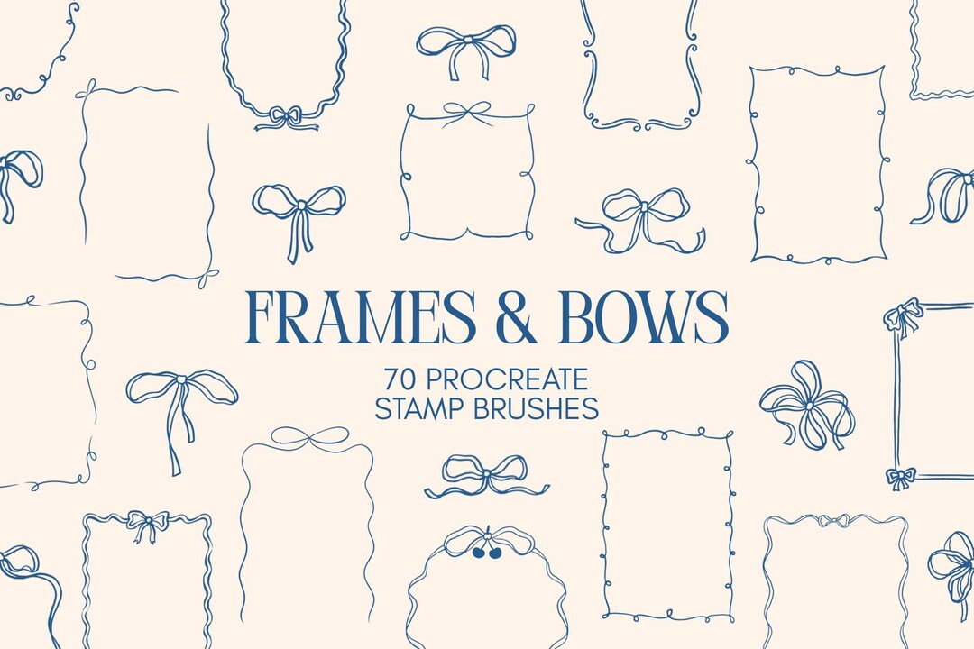 Whimsical Frames and Bows Procreate Stamp Brushes | Coquette Bows ...