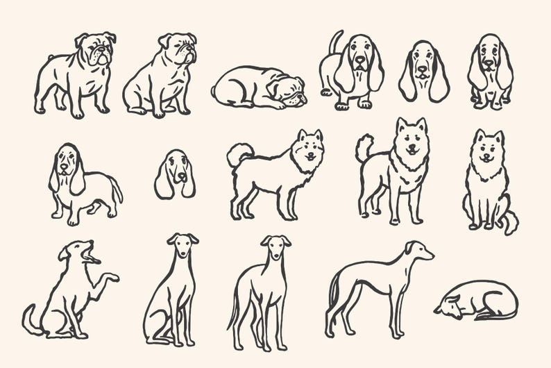 Dogs Procreate Stamp Brushes | 85 Hand-drawn Dog Stamps - Etsy