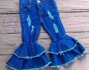 Ruffle Bottom Jeans - Etsy