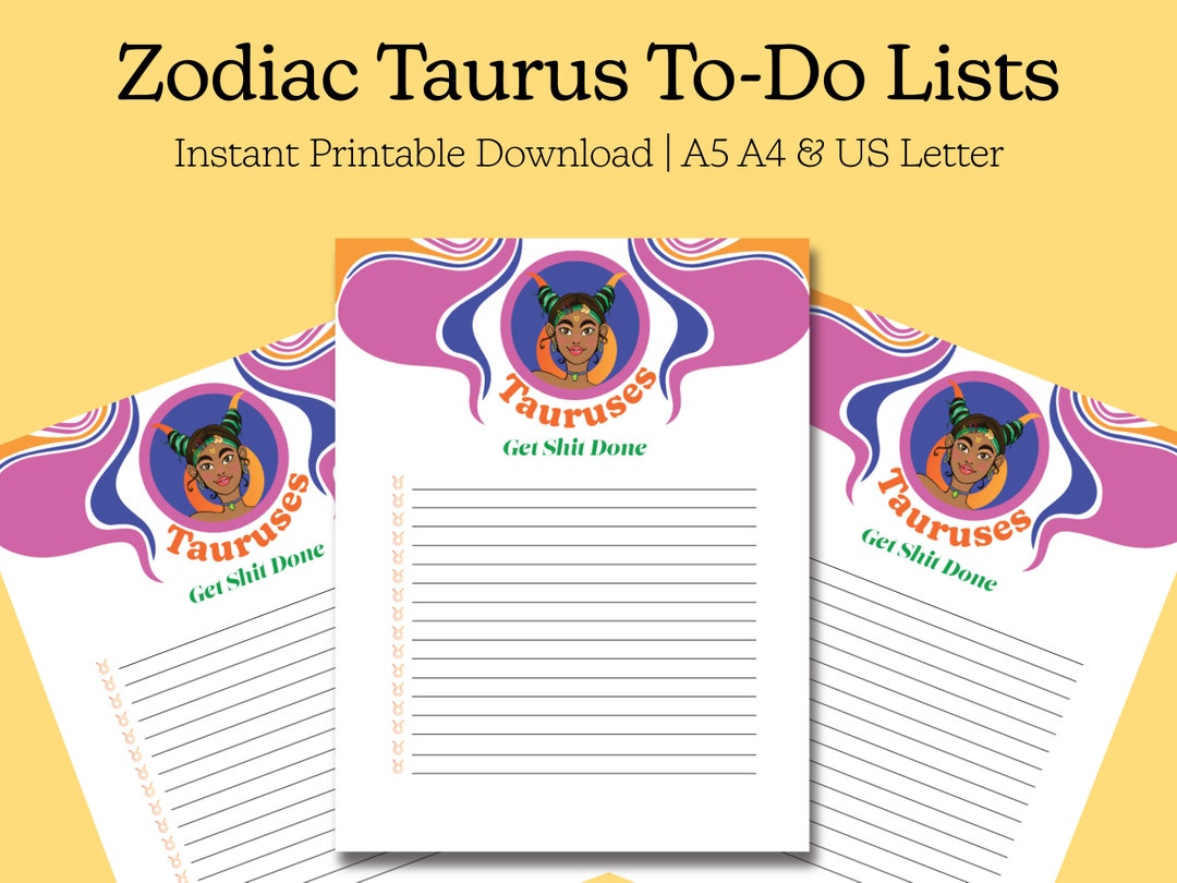 Zodiac-astrology Taurus Printable TO DO List | Notes PDF | Zodiac List ...