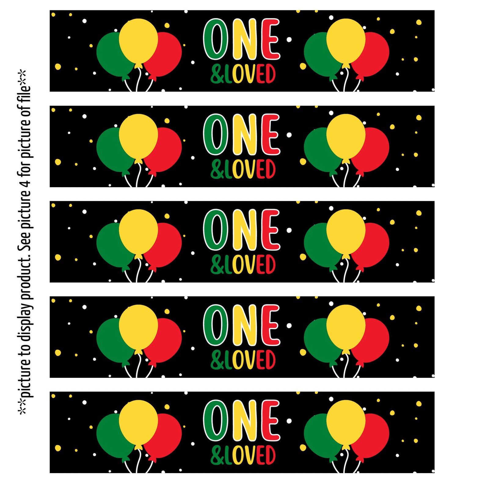 One & Loved Water Bottle Wraps, Labels for First Birthday Party, One ...