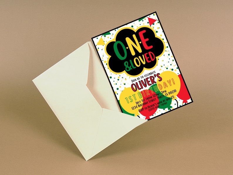 One & Loved First Birthday Invitation, Custom Party Invite (PDF) - Etsy