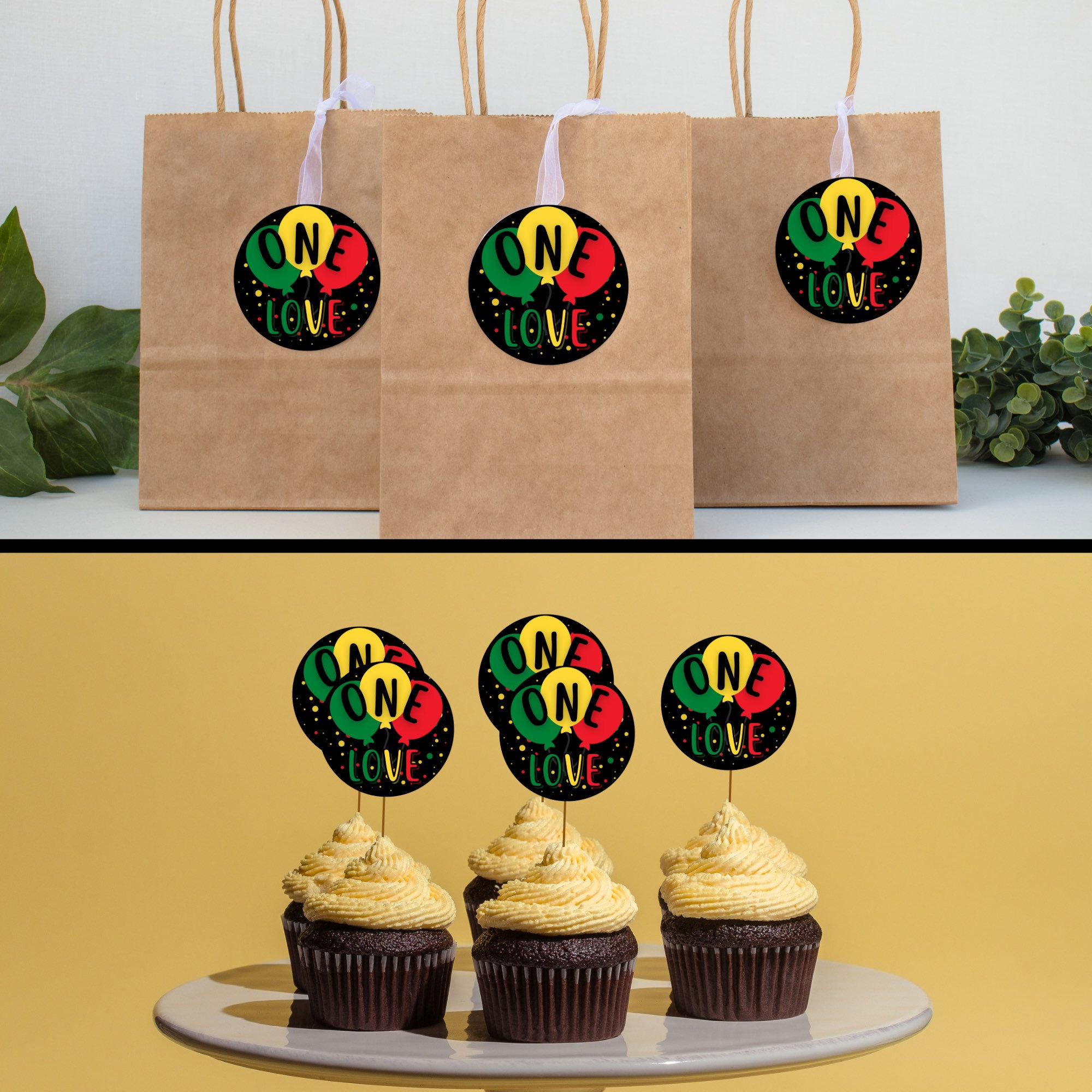 Digital Download One Love Stickers or Cupcake Toppers, Transparent ...